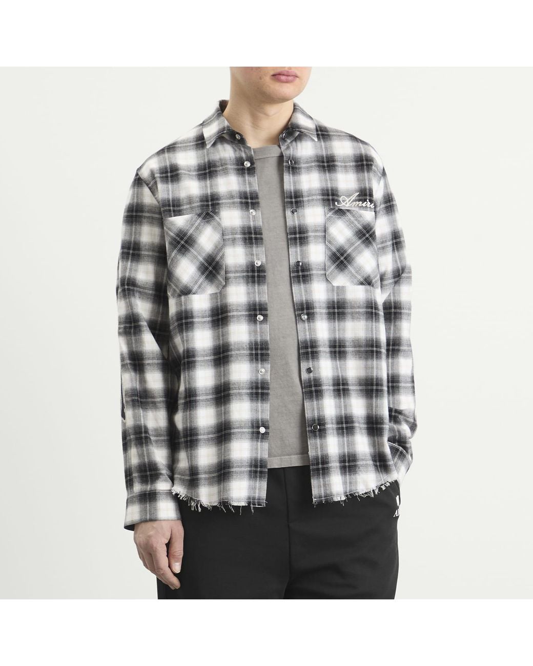 Amiri Bones Flannel Overshirt in Grey for Men | Lyst UK