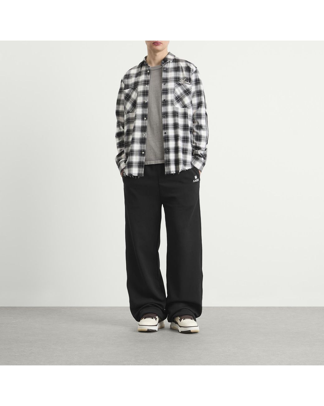 Amiri Bones Flannel Overshirt in Grey for Men | Lyst UK