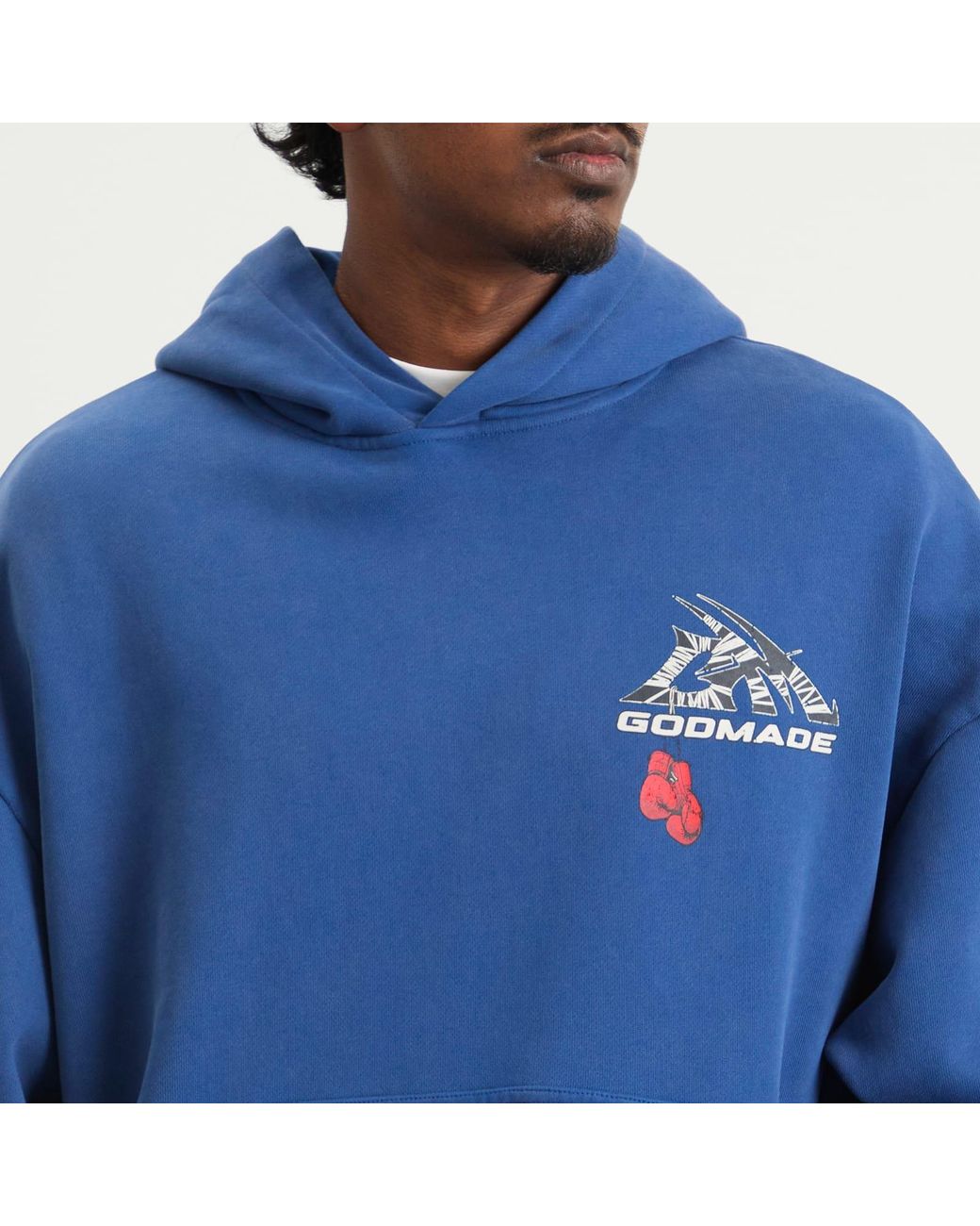 God Made Gm Logo Wrapped Hoodie in Blue for Men | Lyst UK