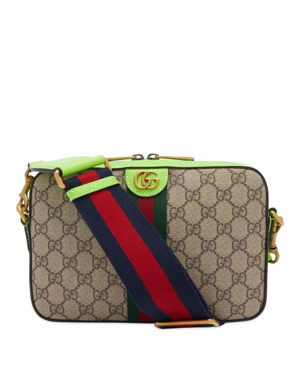 Gucci Ophidia Neon Trim Cross Body Bag in Green for Men | Lyst