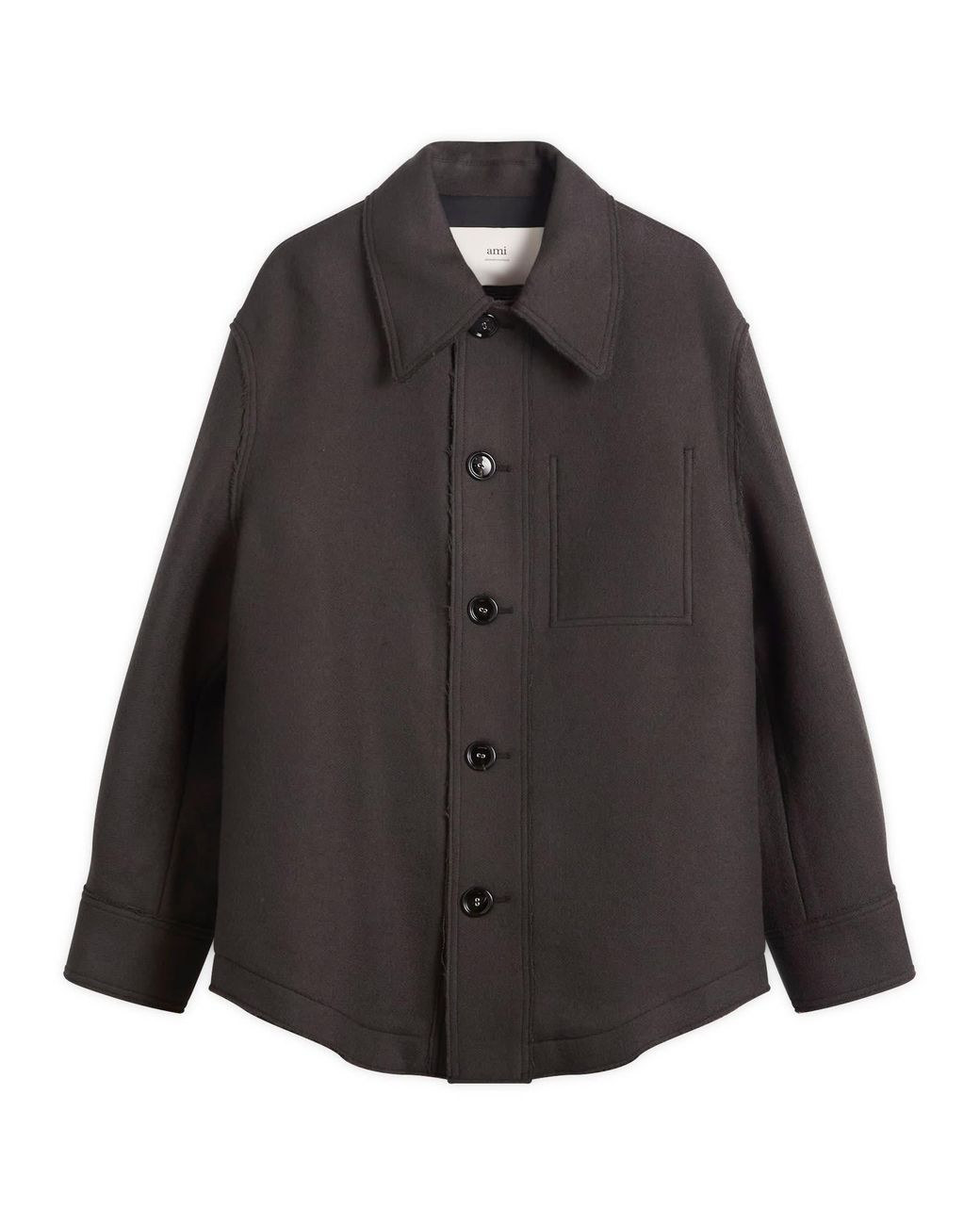 Ami Paris Boiled Wool Gabardine Button-Down Jacket in Black for Men ...
