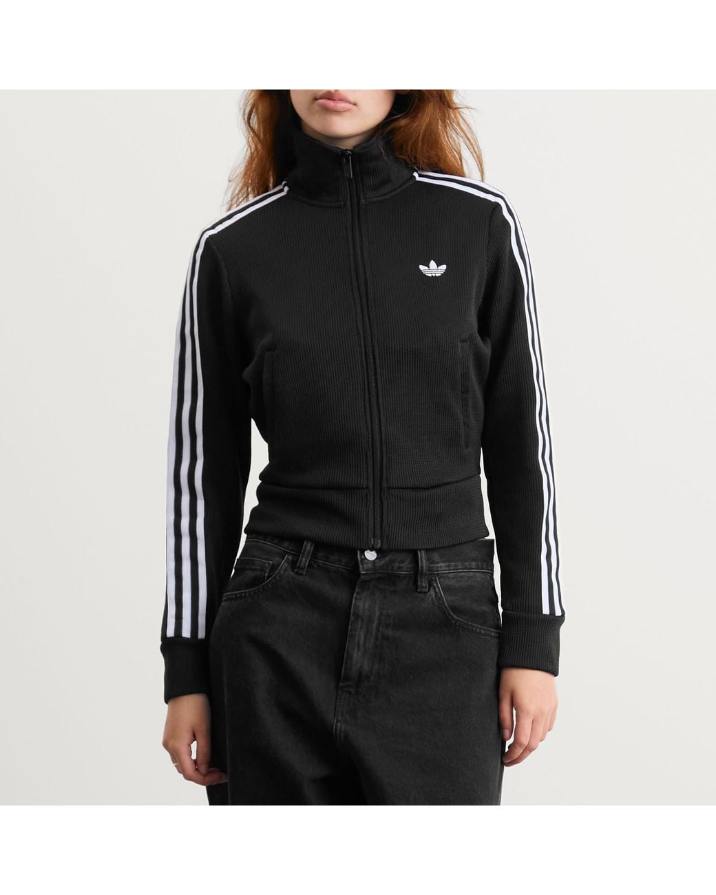 adidas Firebird Adicolor Knit Track Top in Black | Lyst UK