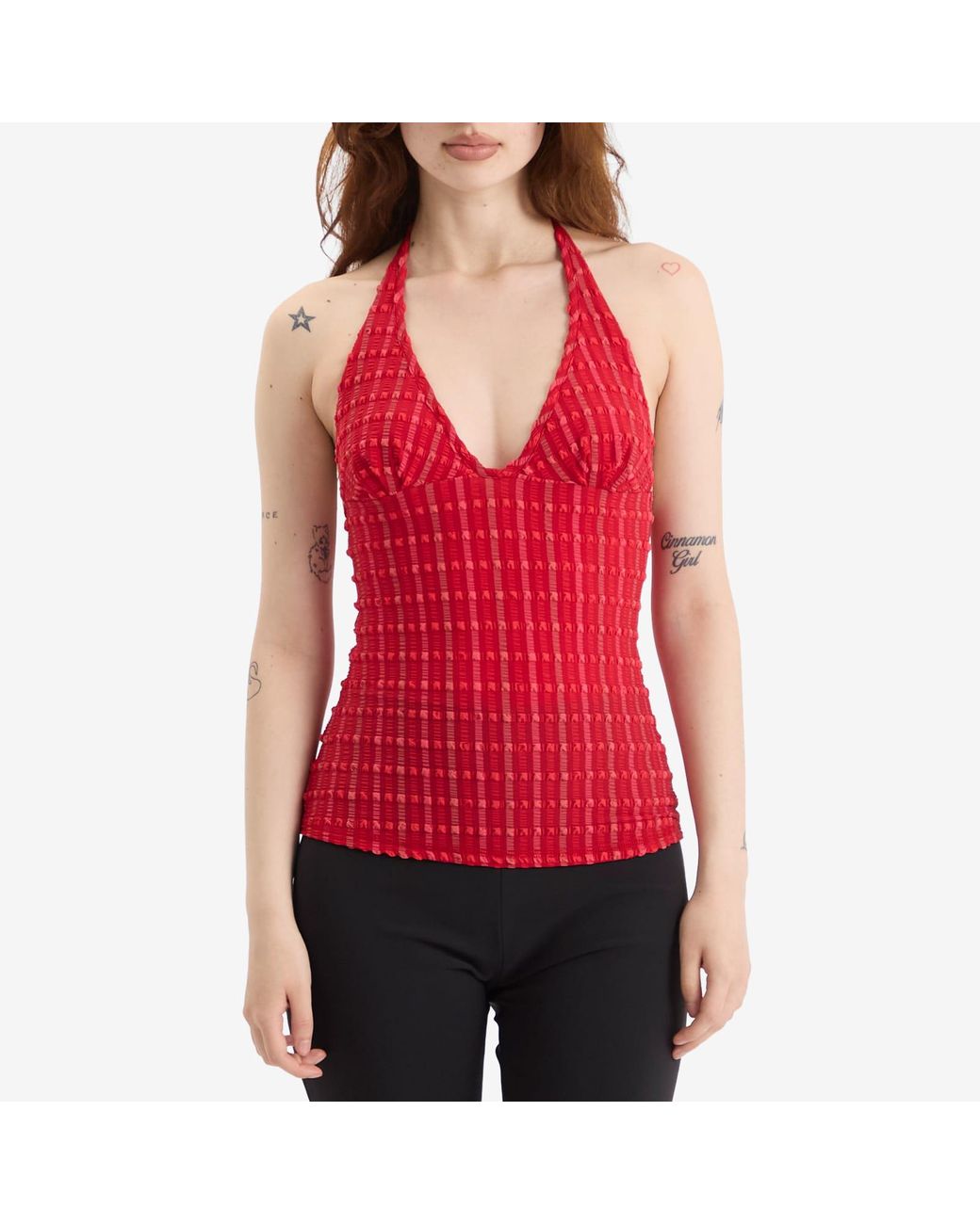 Peachy Den Cindy Halter Top in Red | Lyst