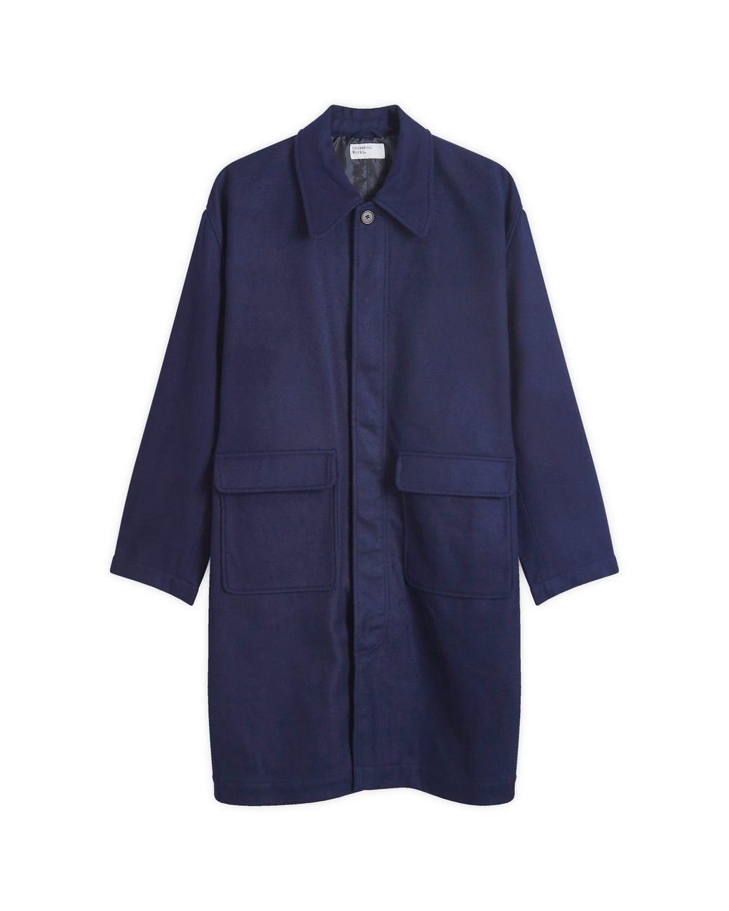 Universal Works Melton Wool Account Coat in Blue for Men | Lyst