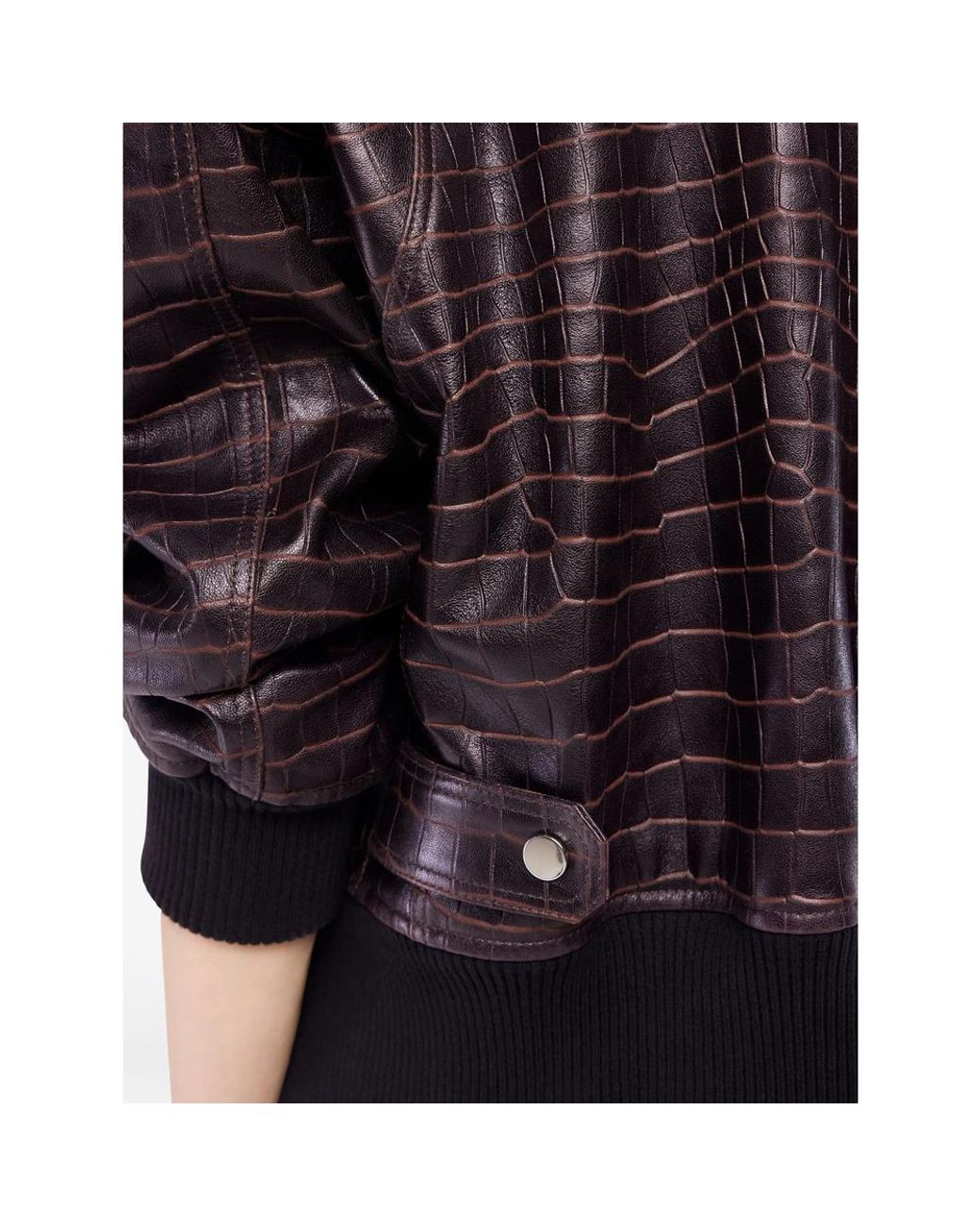 Rabanne Crocodile Effect Leather Bomber Jacket | Lyst UK