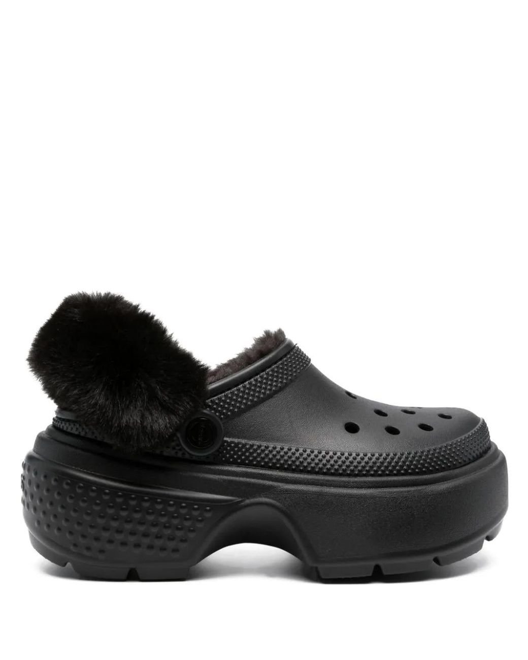 Crocs™ Stomp Faux-Fur Lining Chunky Clogs in Black for Men | Lyst UK