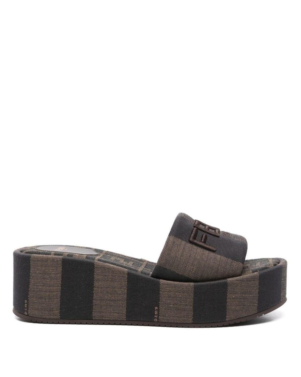 Fendi Sunshine Platform Slides in Gray | Lyst