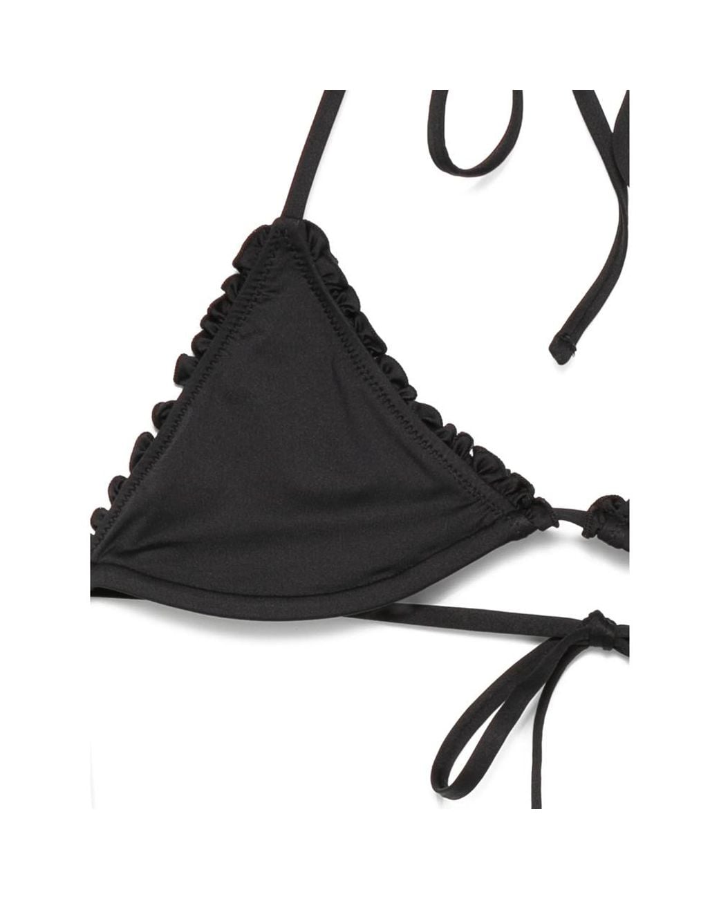 Frankie's Bikinis Nick Ruffled Bikini Top in Black | Lyst