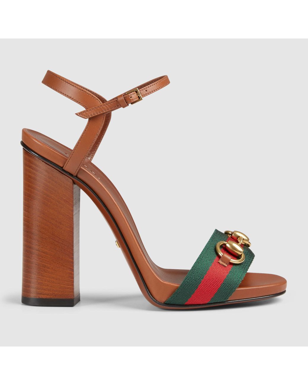 Gucci Leather T-strap Sandal in Brown | Lyst