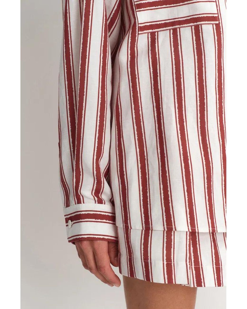 Fabrique Layal Striped Shirt And Short Matching Set in Red | Lyst UK