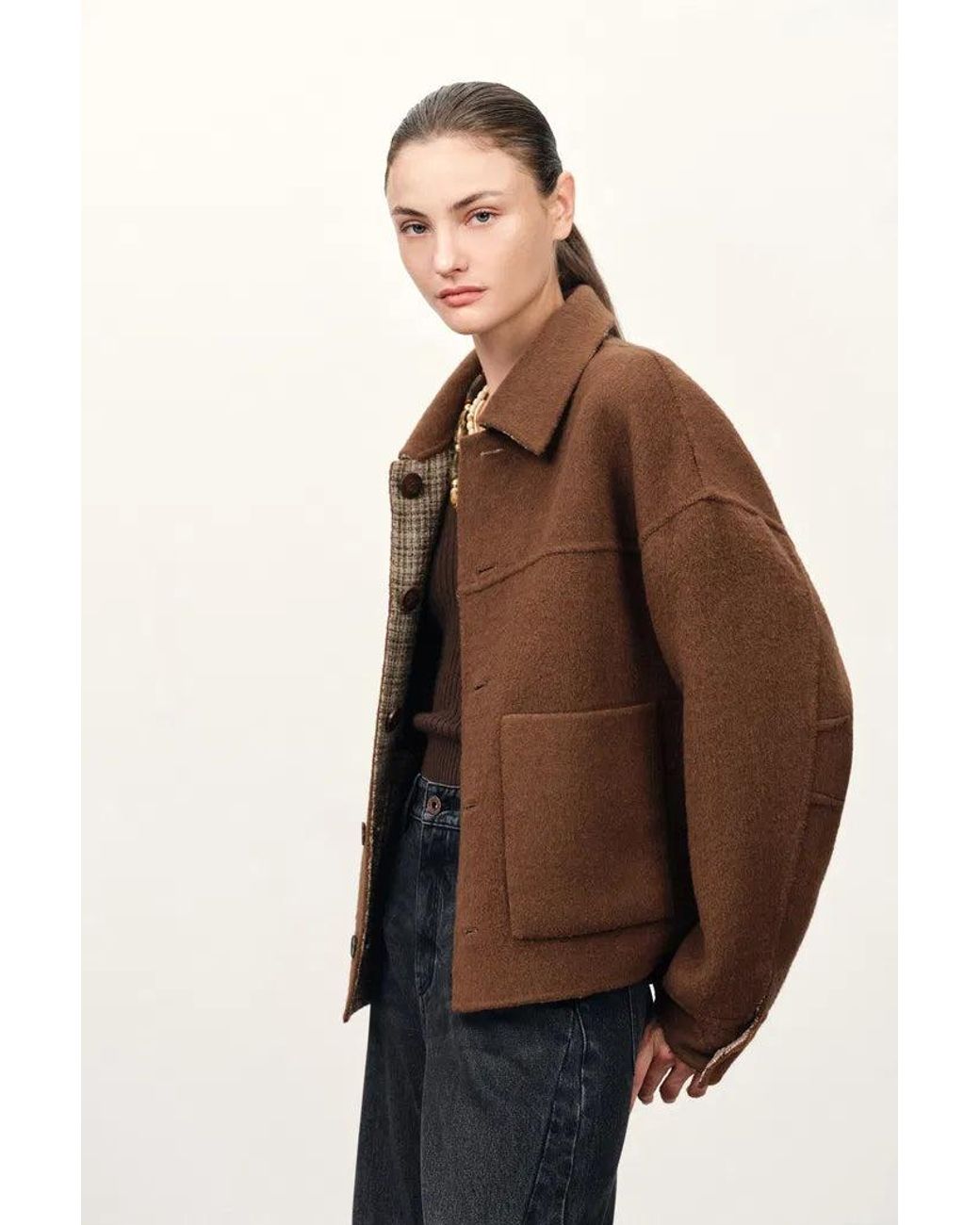 Fabrique Rowan Two Tone Reversible Jacket in Natural | Lyst