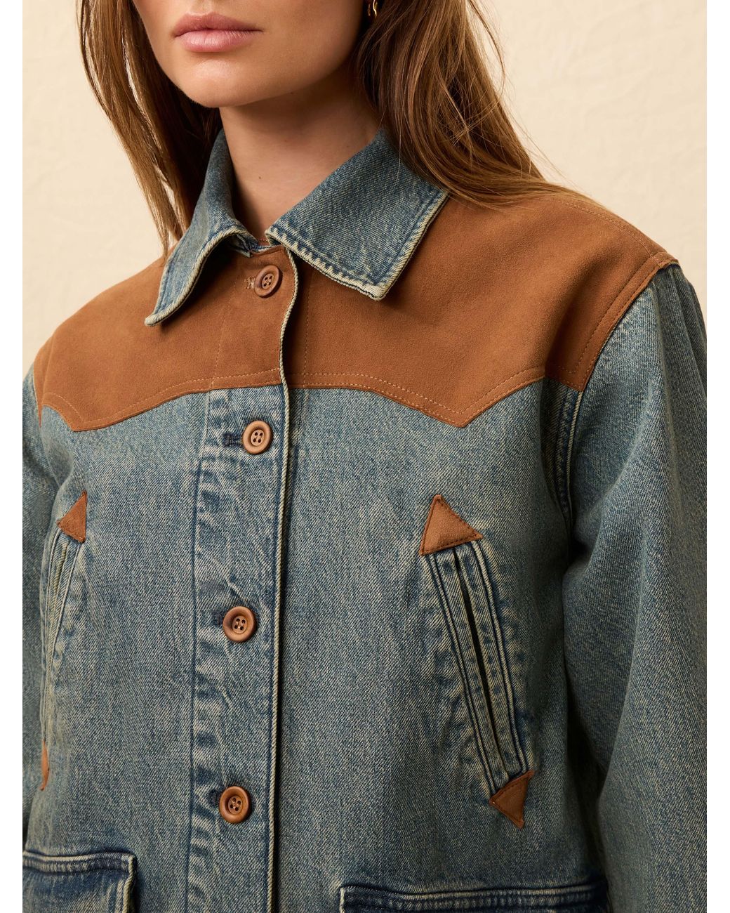 Faherty Ridge Back Denim Suede Jacket in Gray | Lyst
