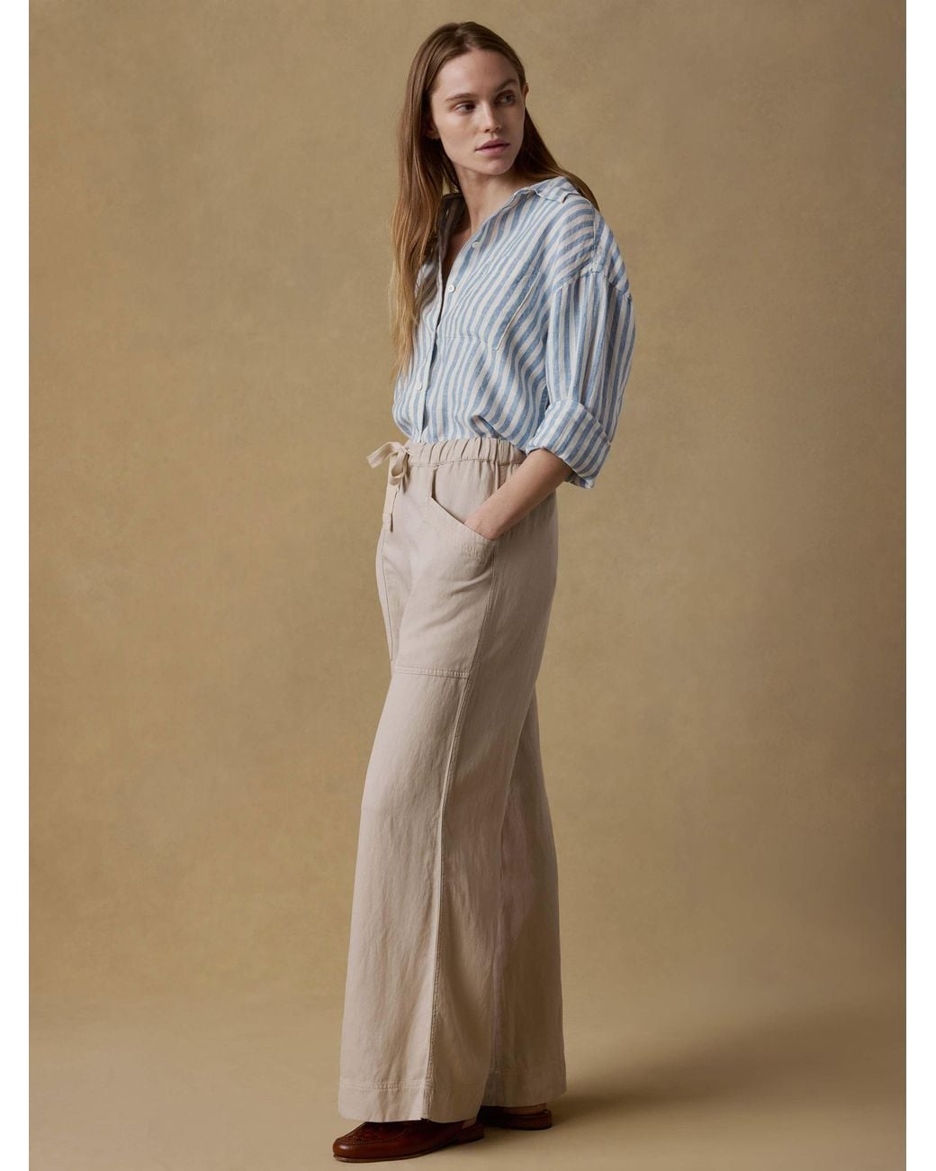 Faherty Topanga Drape Pants in Natural | Lyst