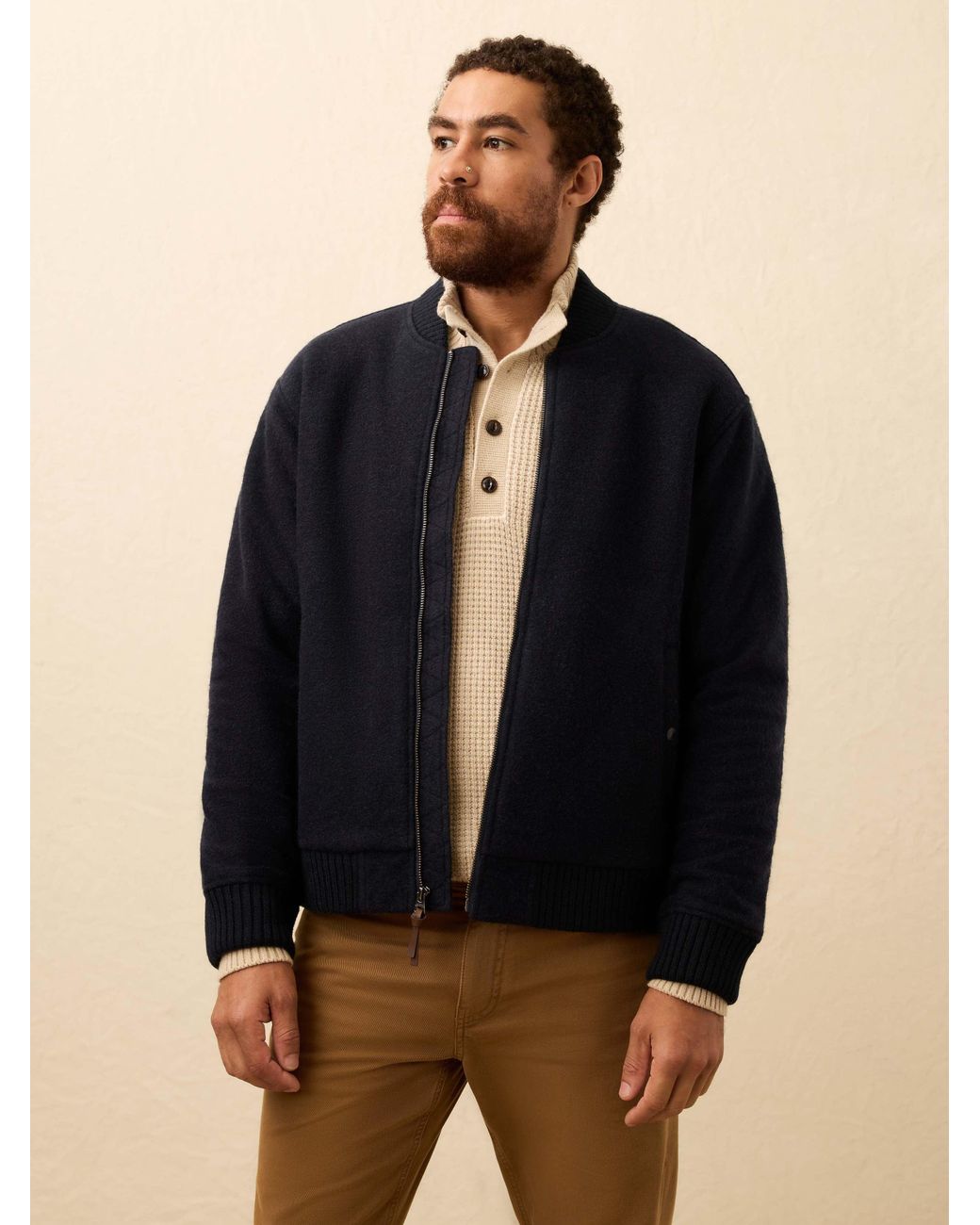 Faherty Range Fleece Lined Bomber Jackets in Blue for Men | Lyst