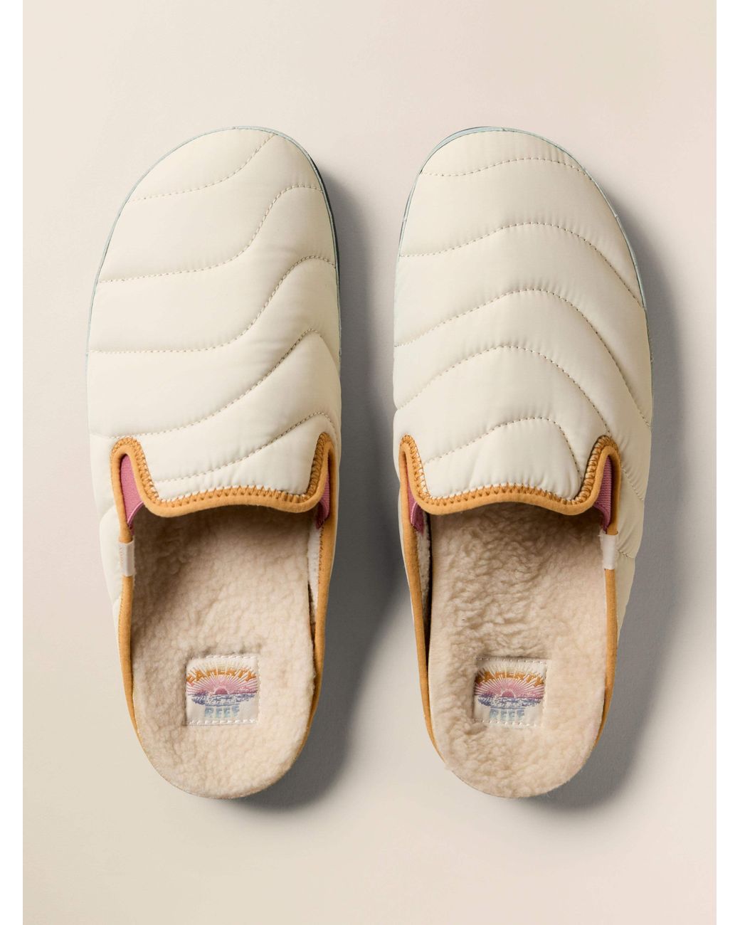 Faherty X Reef Slipper Scuff Shoes in Natural | Lyst