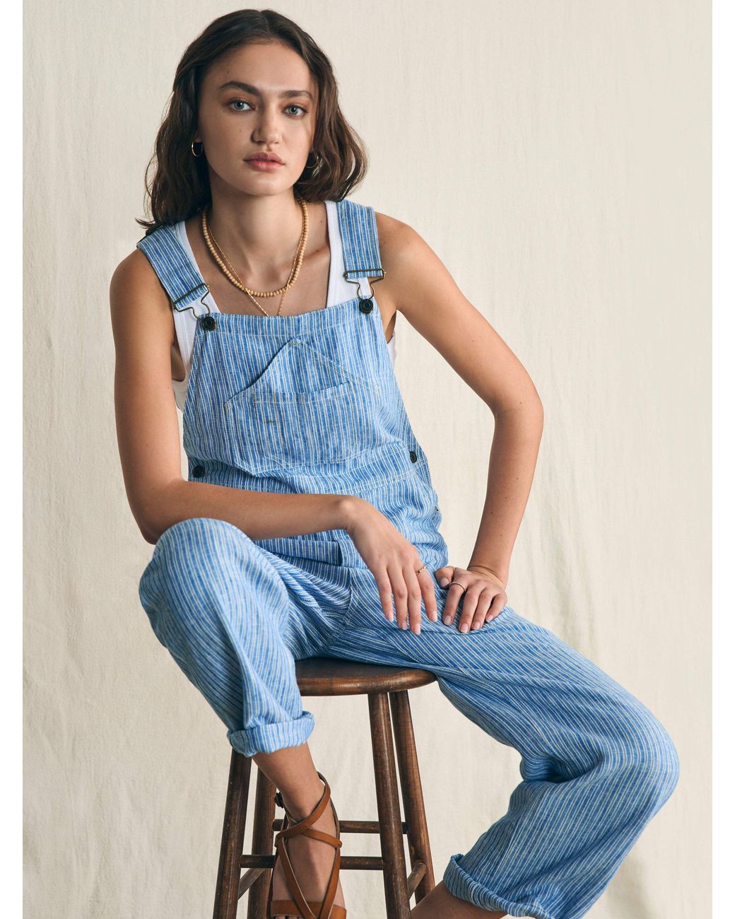 Faherty Linen Mechanic Overall in Blue | Lyst