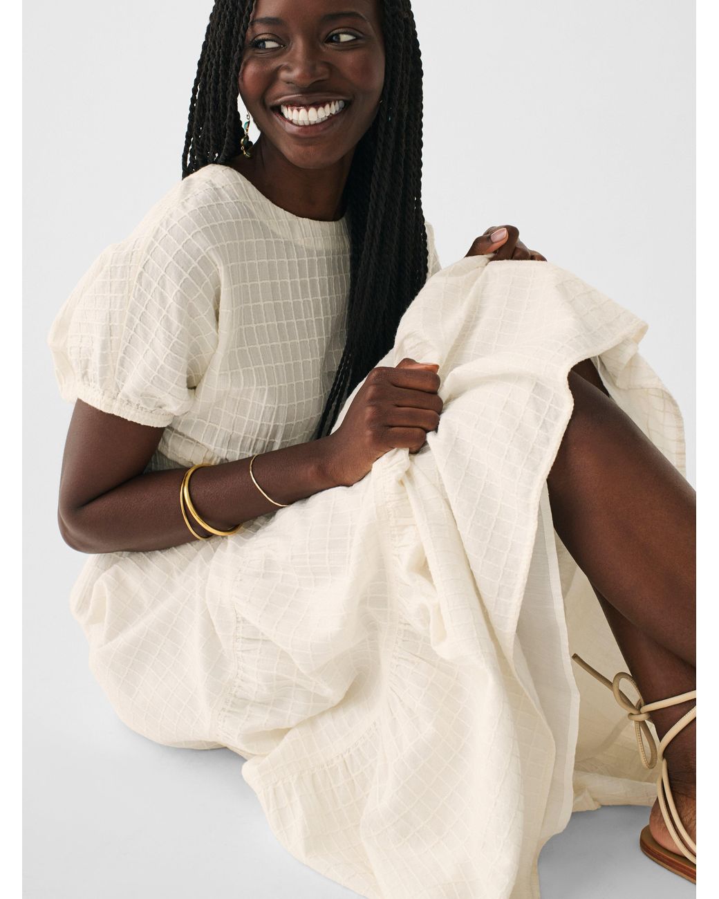 Faherty Cala Windowpane Skirt in Natural | Lyst