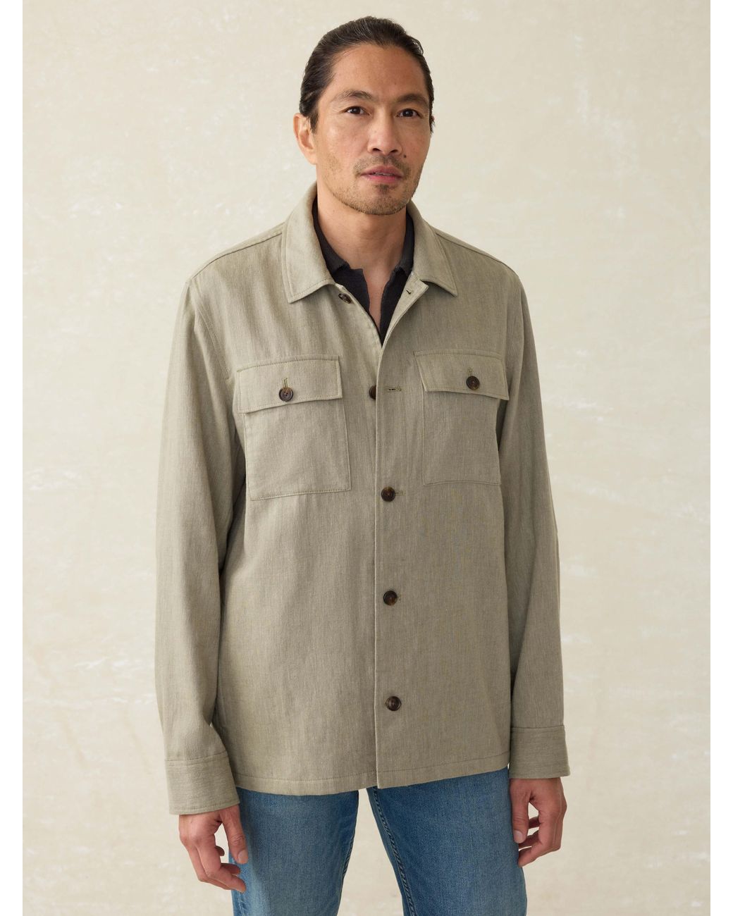 Faherty Movement& Linen Shirt Jacket in Natural for Men | Lyst