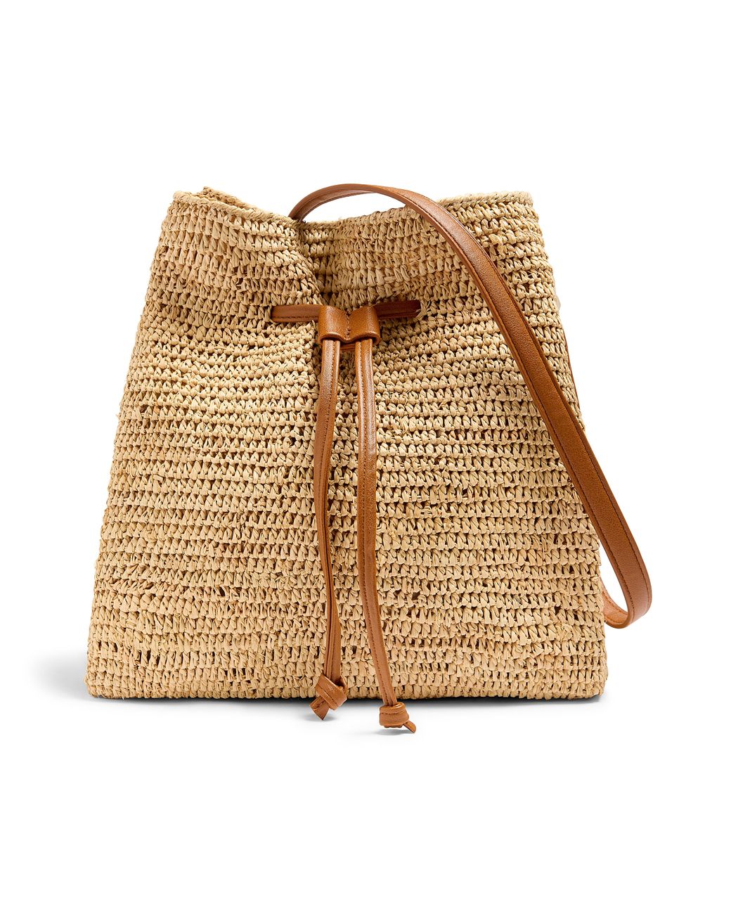 Faherty Raffia Bucket Bag in Brown | Lyst