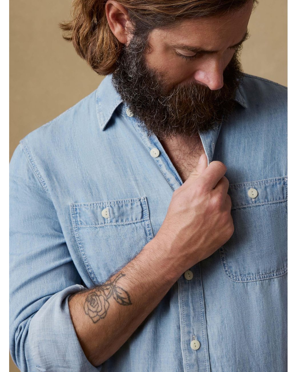 Faherty Tried & True Chambray Workshirt in Blue for Men | Lyst Canada