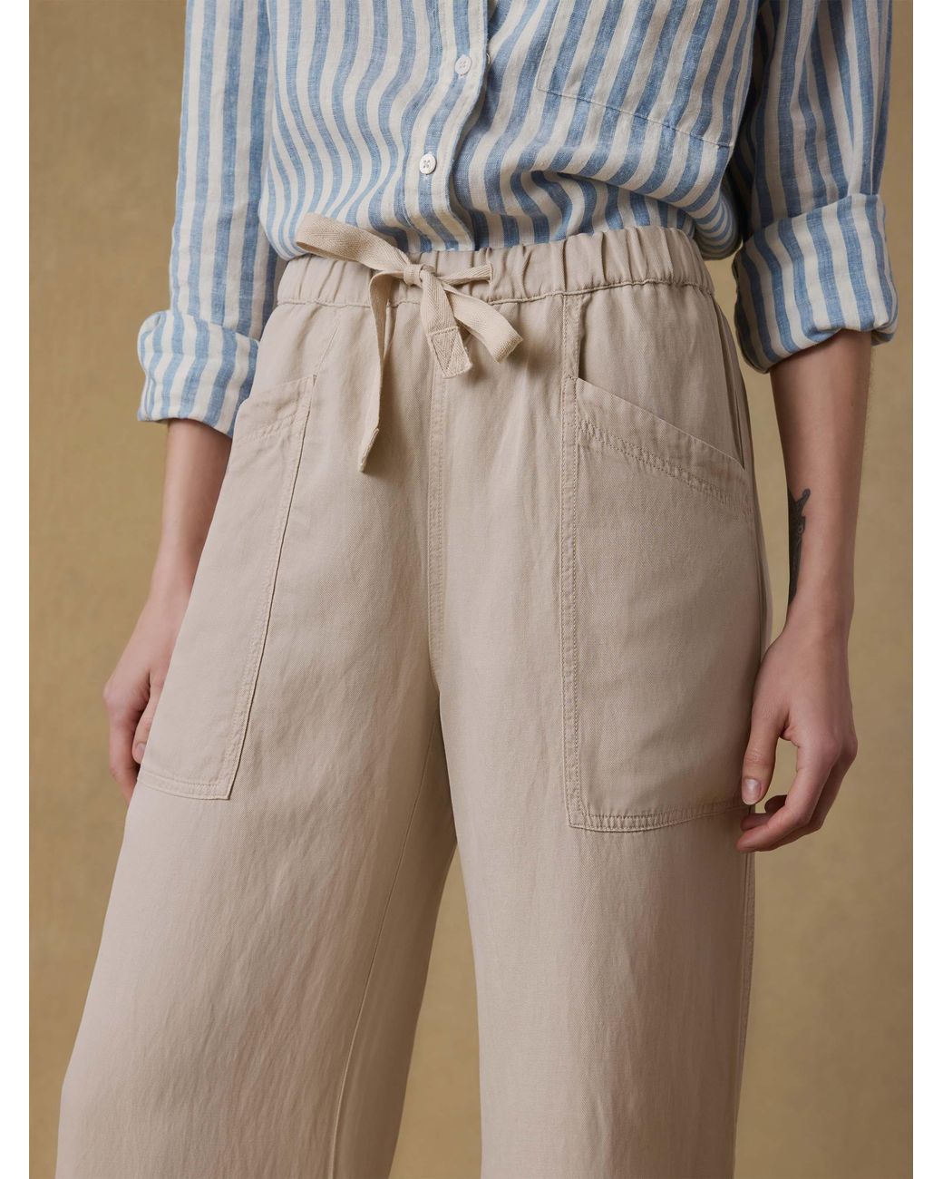 Faherty Topanga Drape Pants in Natural | Lyst