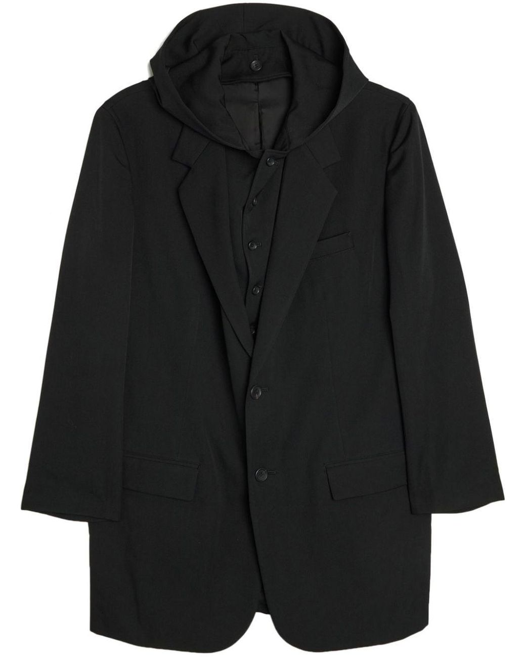 Yohji Yamamoto Crease Effect Hooded Jacket in Black for Men | Lyst