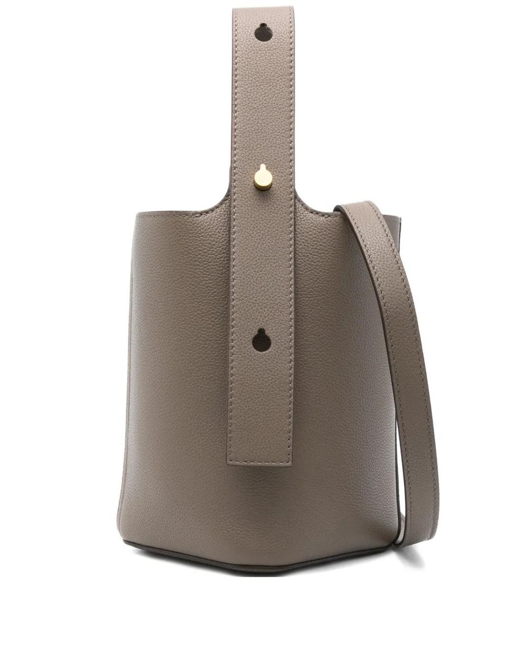 Loewe Mini Pebble Top-Handle Leather Bucket Bag in Gray | Lyst