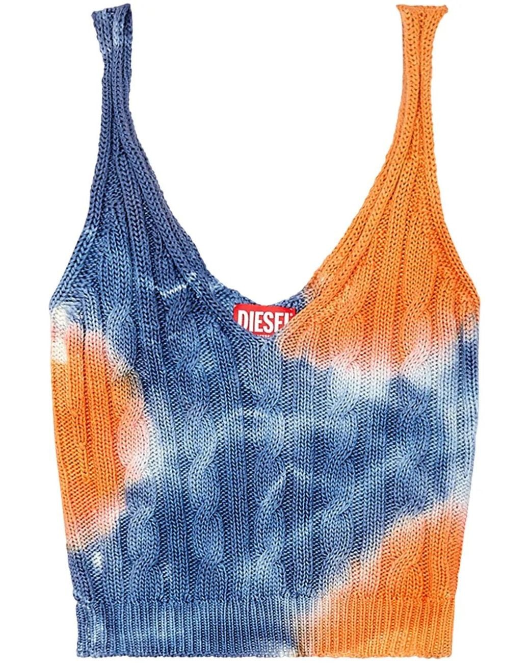 DIESEL M-Mila Cable-Knit Crop Top in Blue | Lyst UK