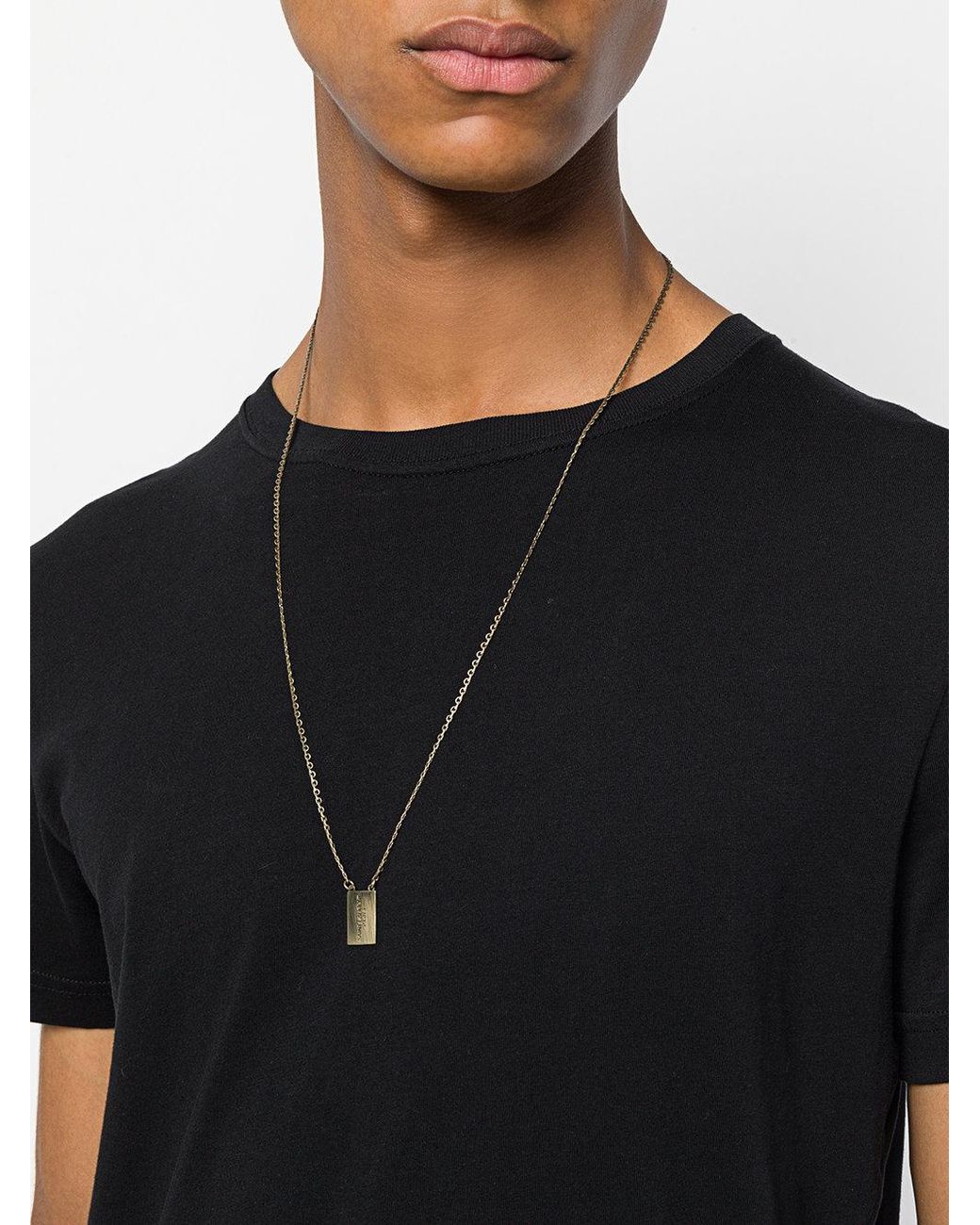 Saint Laurent Logo Dog Tag Necklace in Metallic for Men Lyst Canada