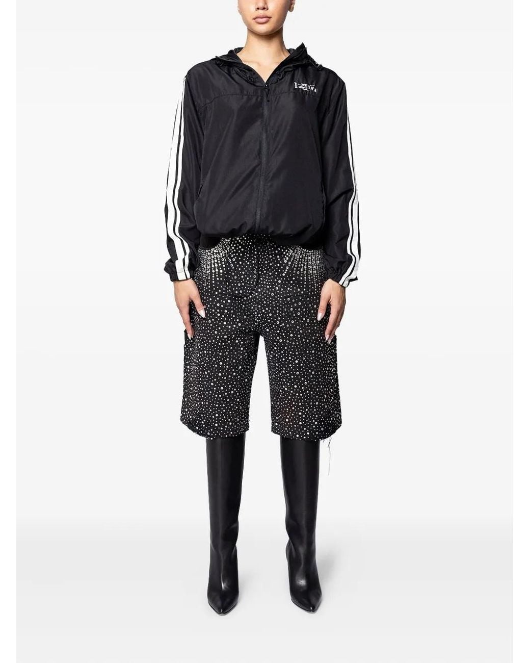 PROTOTYPES Stripe-Detail Hooded Jacket in Black | Lyst