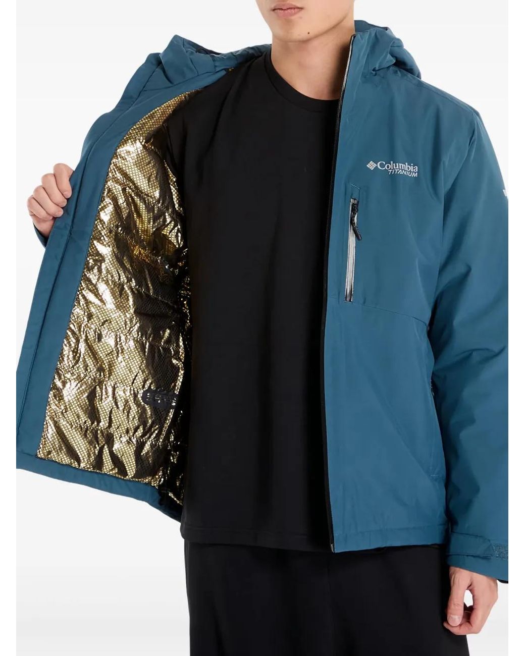 Columbia Explorer's Edge Ii Logo Detail Hooded Jacket in Blue for Men ...