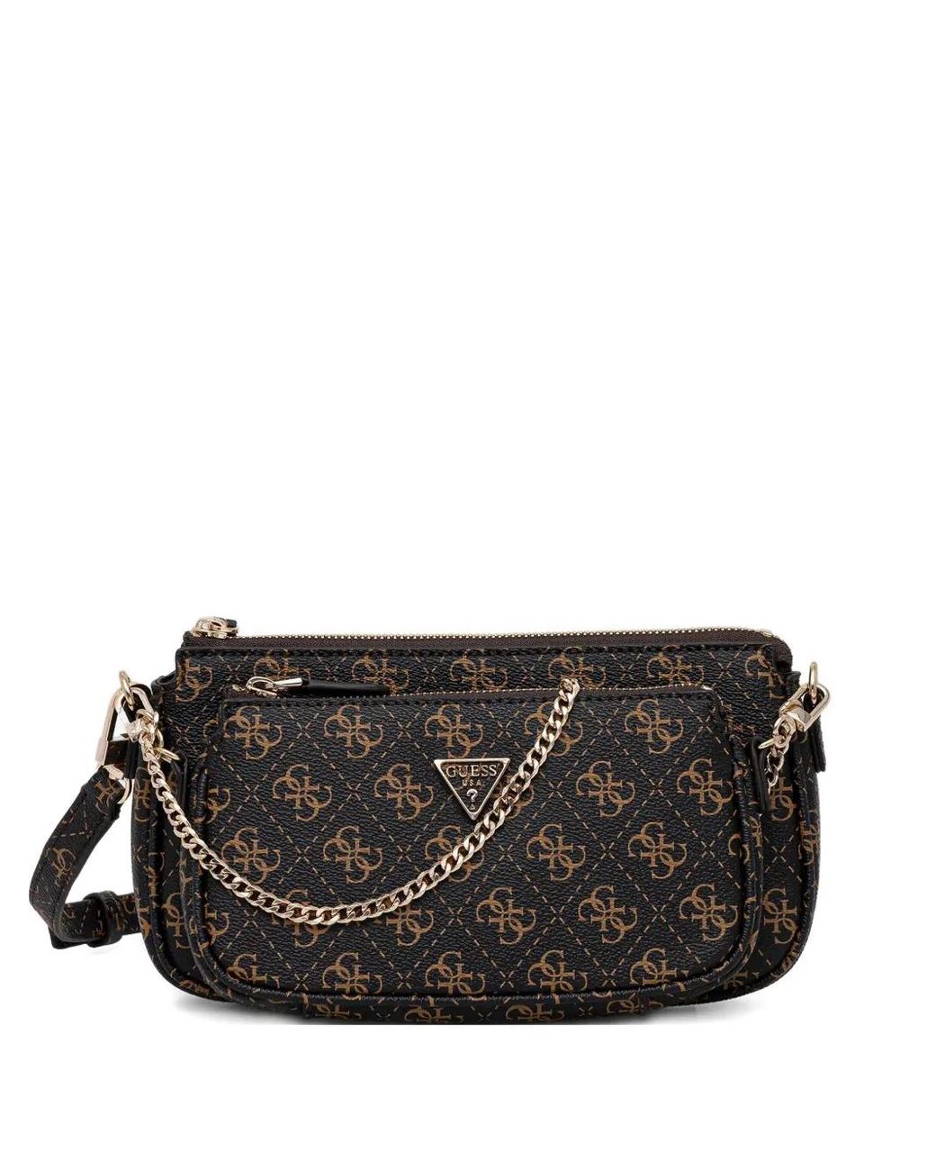 Guess Monogram Chain Cross-Body Bag in Black | Lyst
