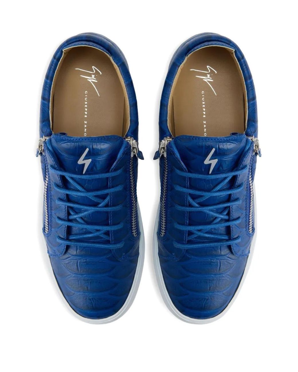 Giuseppe Zanotti Frankie Crocodile-Effect Zip Sneakers in Blue for Men ...