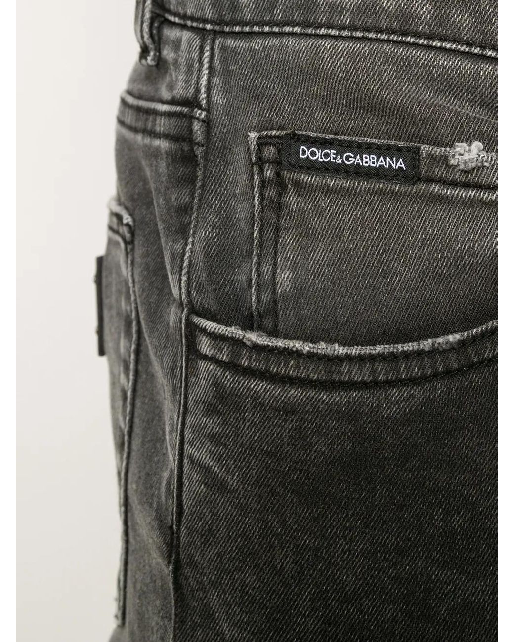 Dolce & Gabbana Logo-Appliqué Slim-Cut Jeans in Grey for Men | Lyst UK