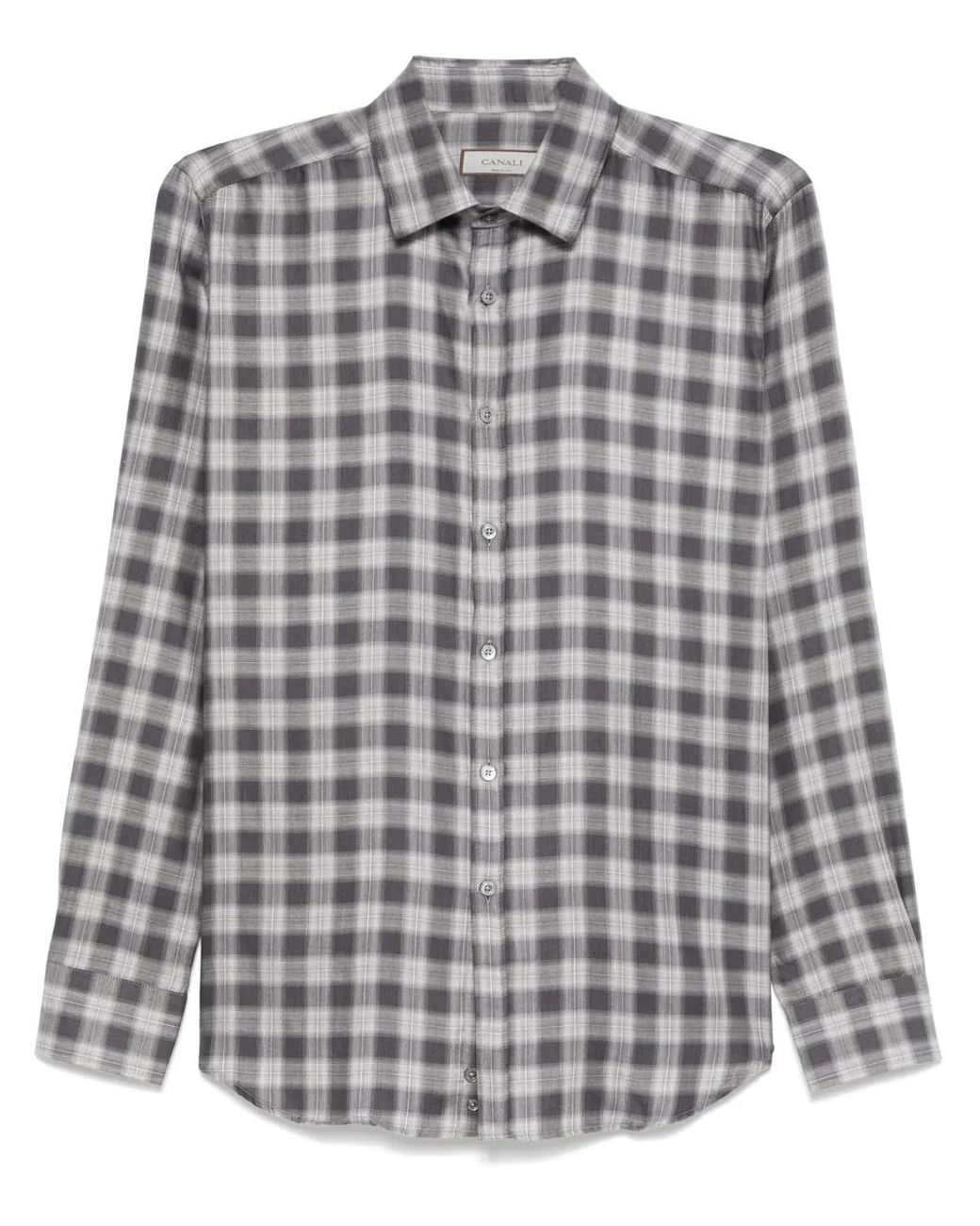 Canali Checked Shirt in Grey for Men | Lyst UK