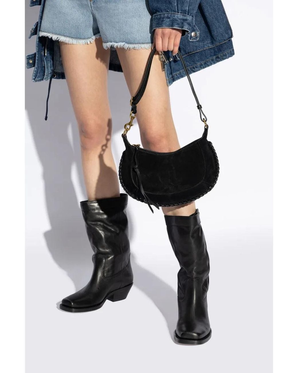 Isabel Marant Oskan Moon Shoulder Bag in Black | Lyst