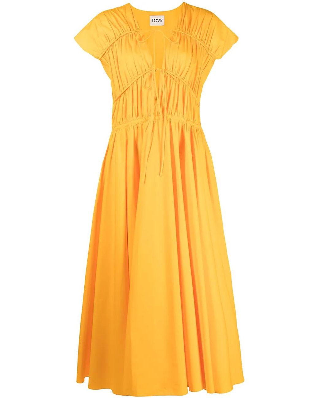 TOVE Ceres Flared Midi Dress in Yellow | Lyst