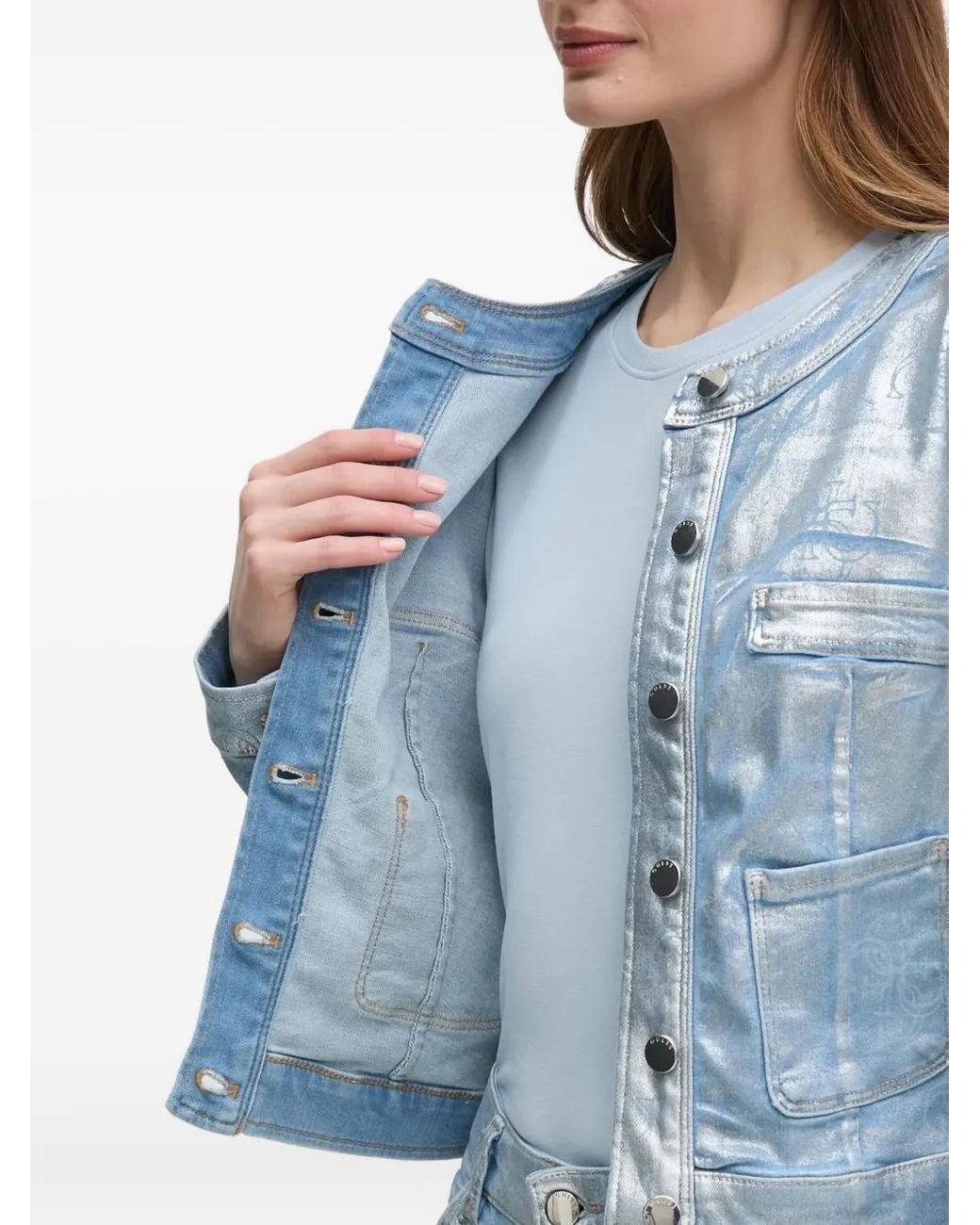 Guess Logo-Motif Bomber Jacket in Blue | Lyst