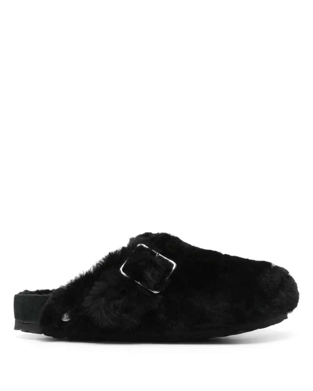 Birkenstock Boston 1774 Shearling Slippers in Black for Men | Lyst