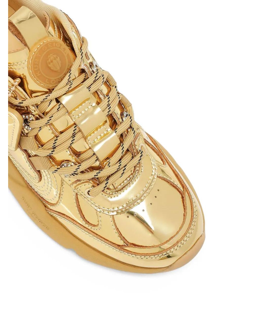 Kurt Geiger Metallic Laced Kurt Runner Sneakers in Natural | Lyst