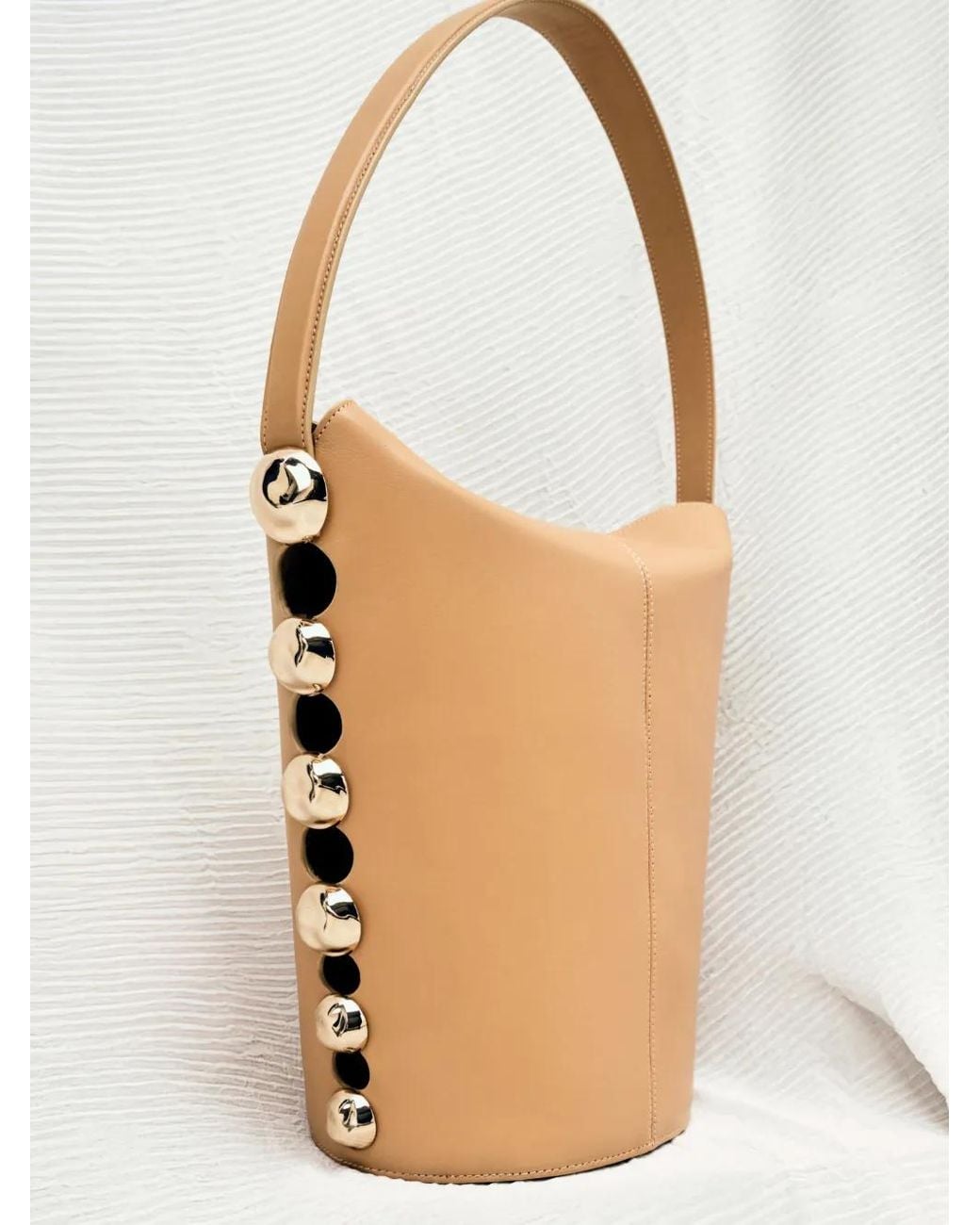 Jonathan Simkhai Amaya Studded Bucket Bag in Natural | Lyst