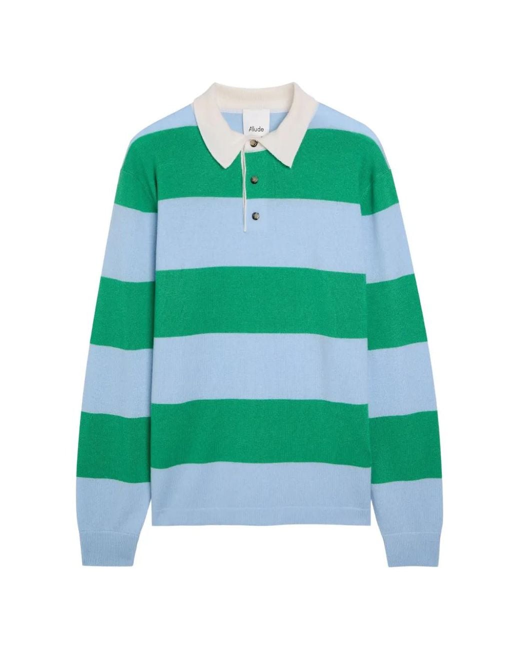 Allude Striped Buttoned Polo Shirt in Green for Men | Lyst
