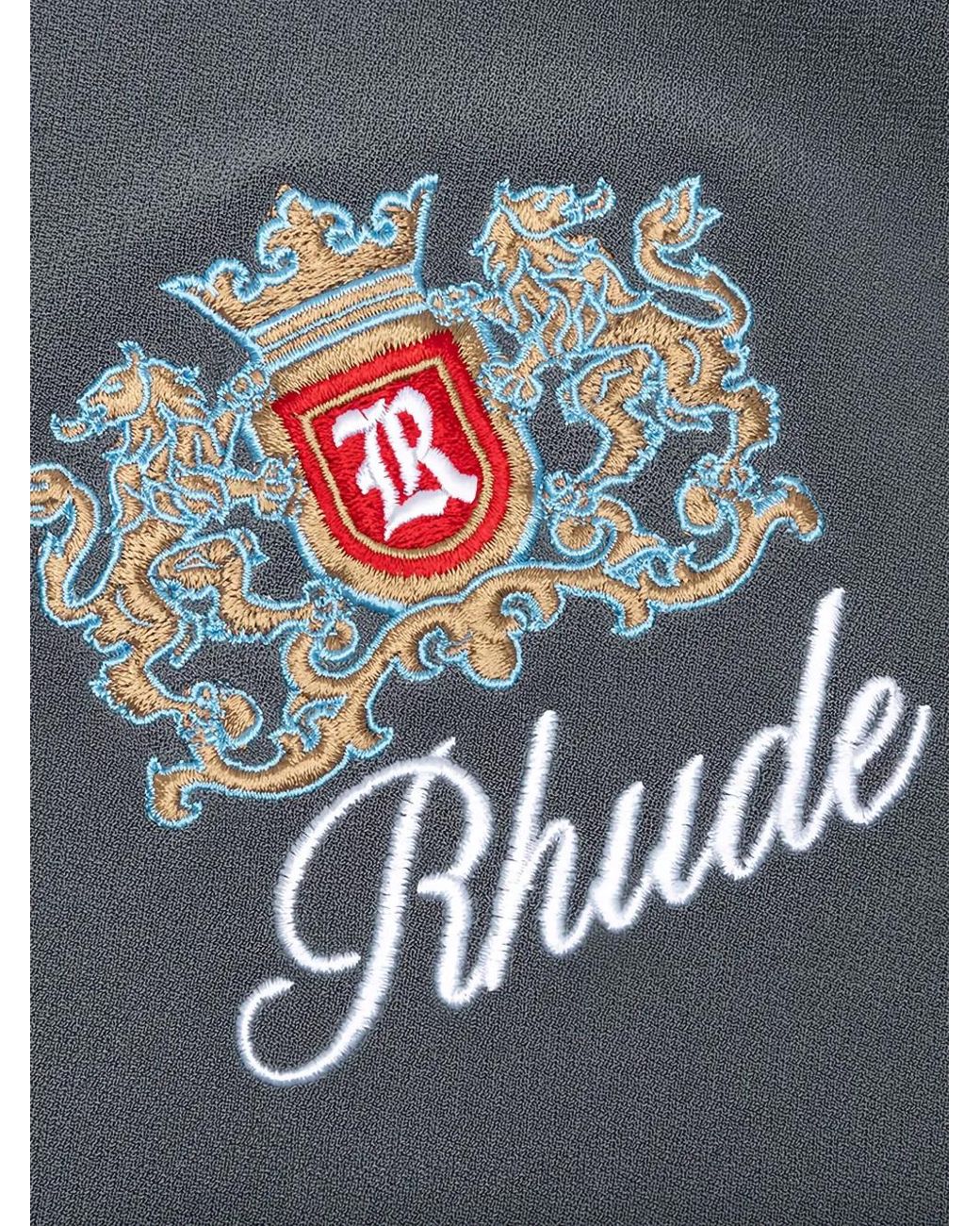 Rhude Brentwood Logo-Embroidered Bomber Jacket in Gray for Men | Lyst