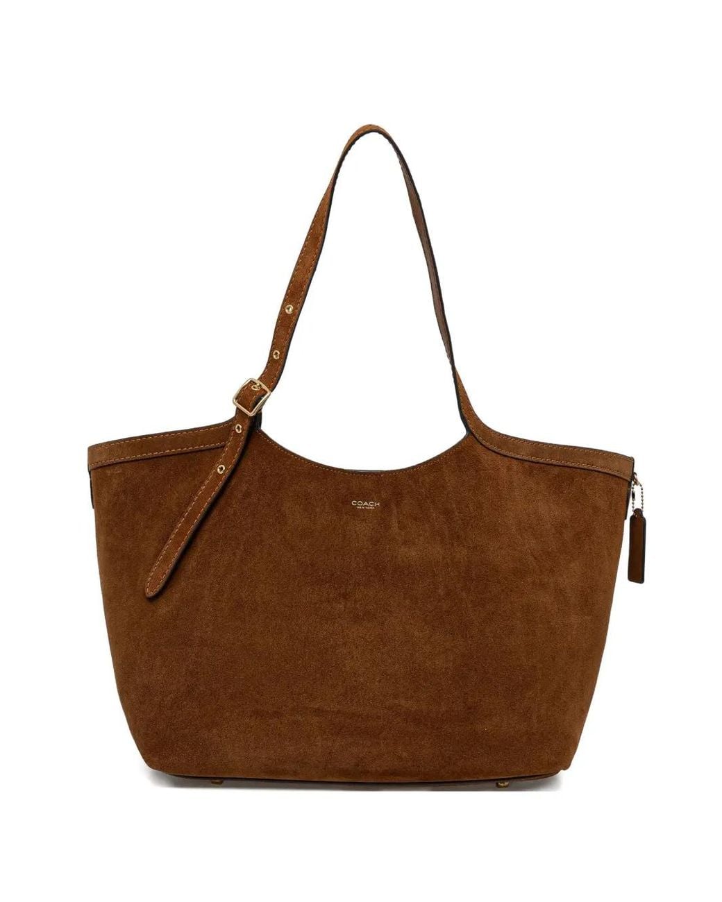 COACH Buckle-Fastening Suede Tote Bag in Brown | Lyst
