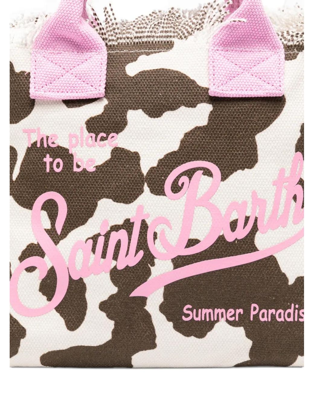 MC2 Saint Barth Colette Cow-Print Frayed Tote Bag in Pink | Lyst