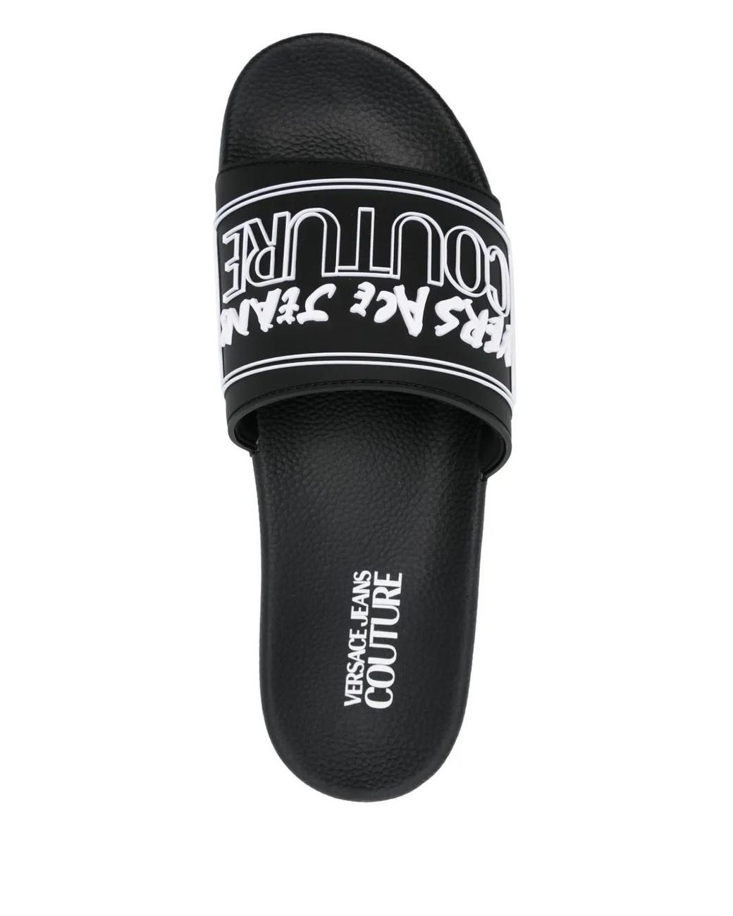Versace Jeans Couture Logo-Embossed Slides in Black for Men | Lyst