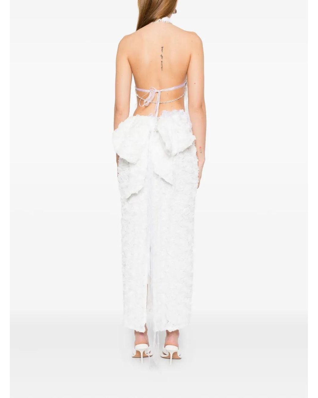 Rahil Hesan Rosette Crystal-Embellished Gown in White | Lyst