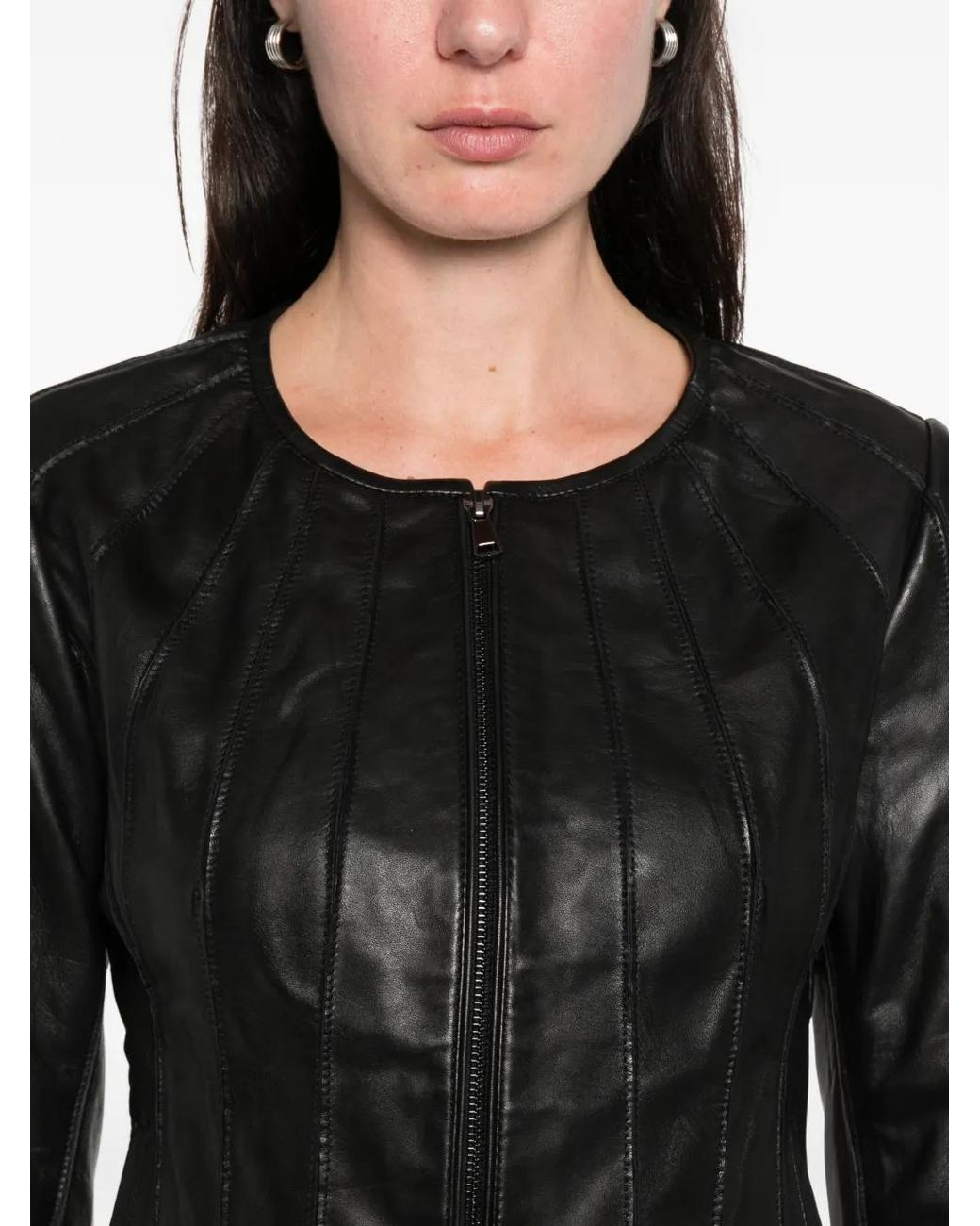 The Jackie Leathers Galaxia Zip Leather Jacket in Black | Lyst