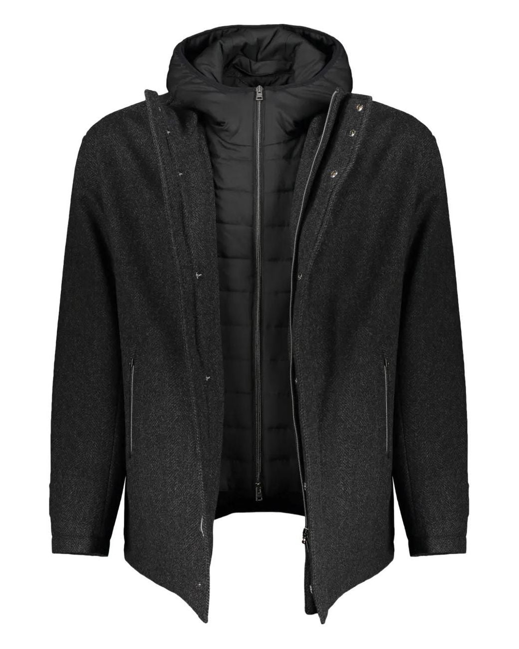 Herno High-Collar Removable-Panel Jacket in Black for Men | Lyst
