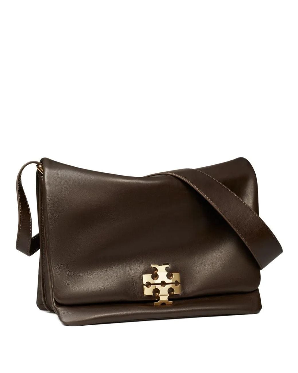 Tory Burch Large Charlie Logo Shoulder Bag in Brown | Lyst